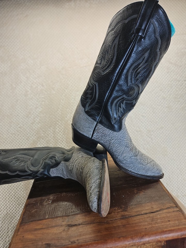 Tony Lama Shrunken Shoulder Cowboy Boots Men’s 8.5 D Style 6253 Black ...