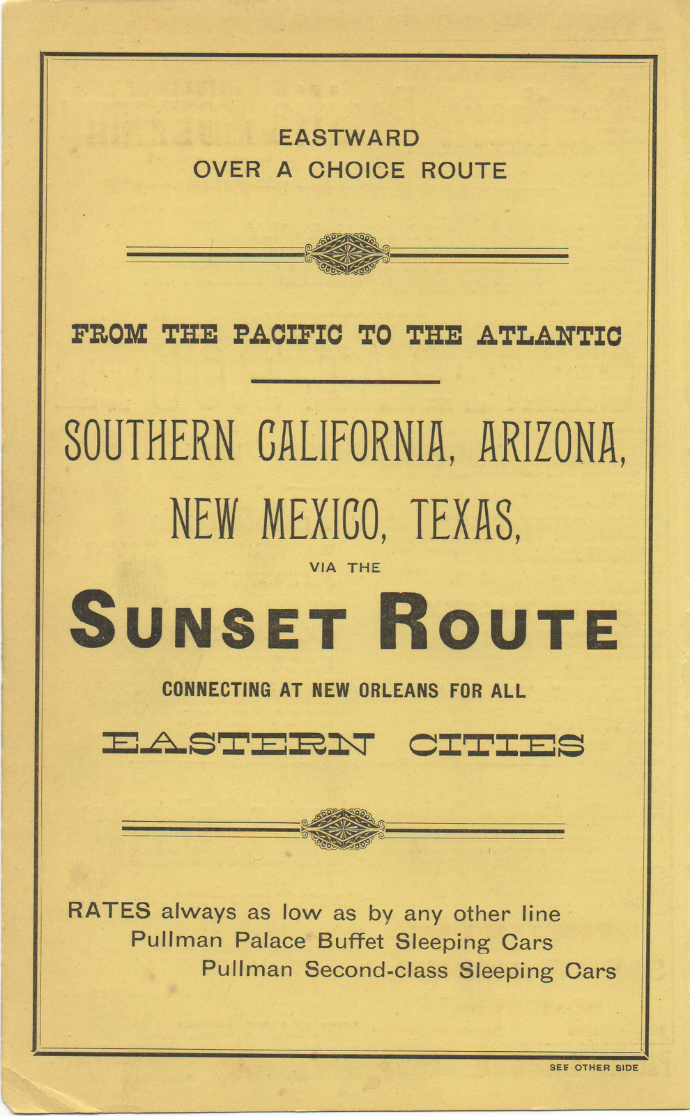 1880s Double Sided Advertisement for the Southern Pacific Railroad Co ...