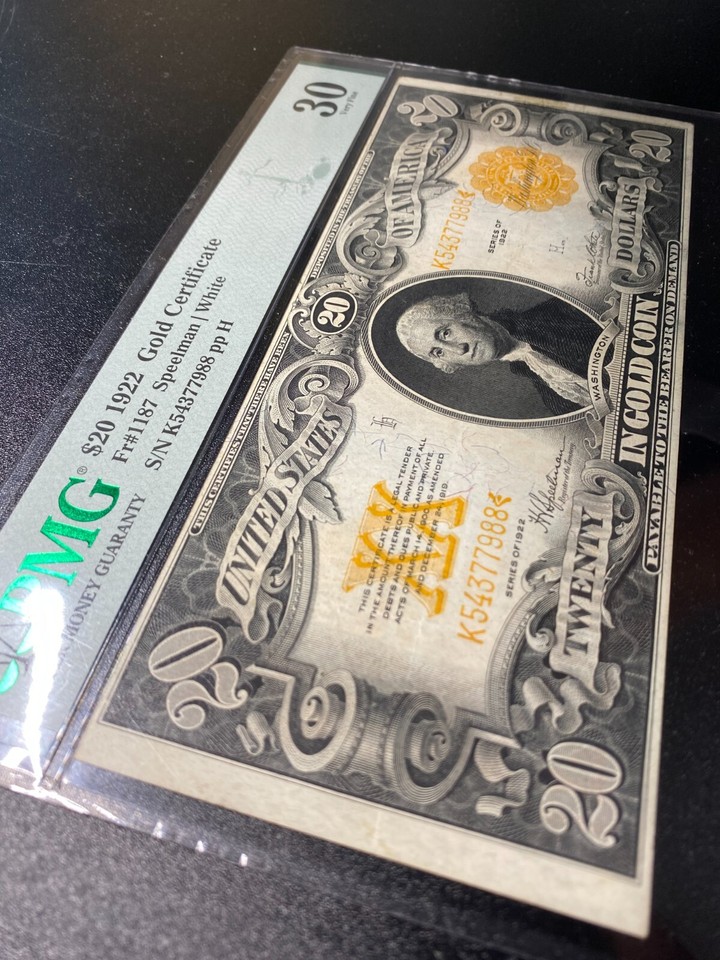 1922 $20 Gold Certificate (Speelman/White) PMG VF 30 #A827 | eBay