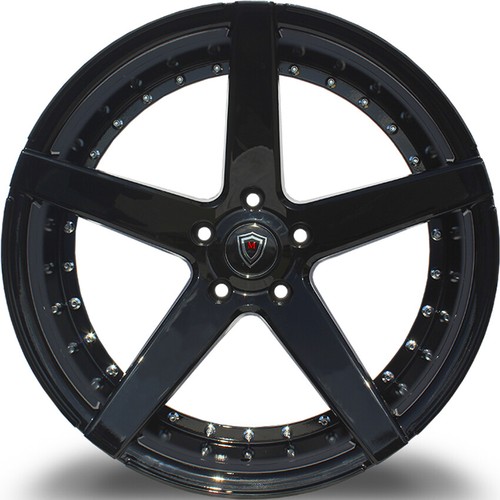 4 Wheels 22" Marquee M3226 22x9 5x115 Gloss Black 15ET 73.1CB ...