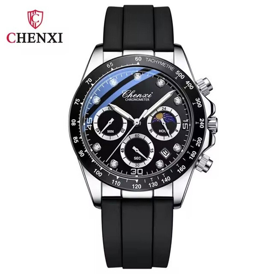 CHENXI Men Quartz Watch Multifunction Calendar Wristwatch Male Silicone Watches | eBay