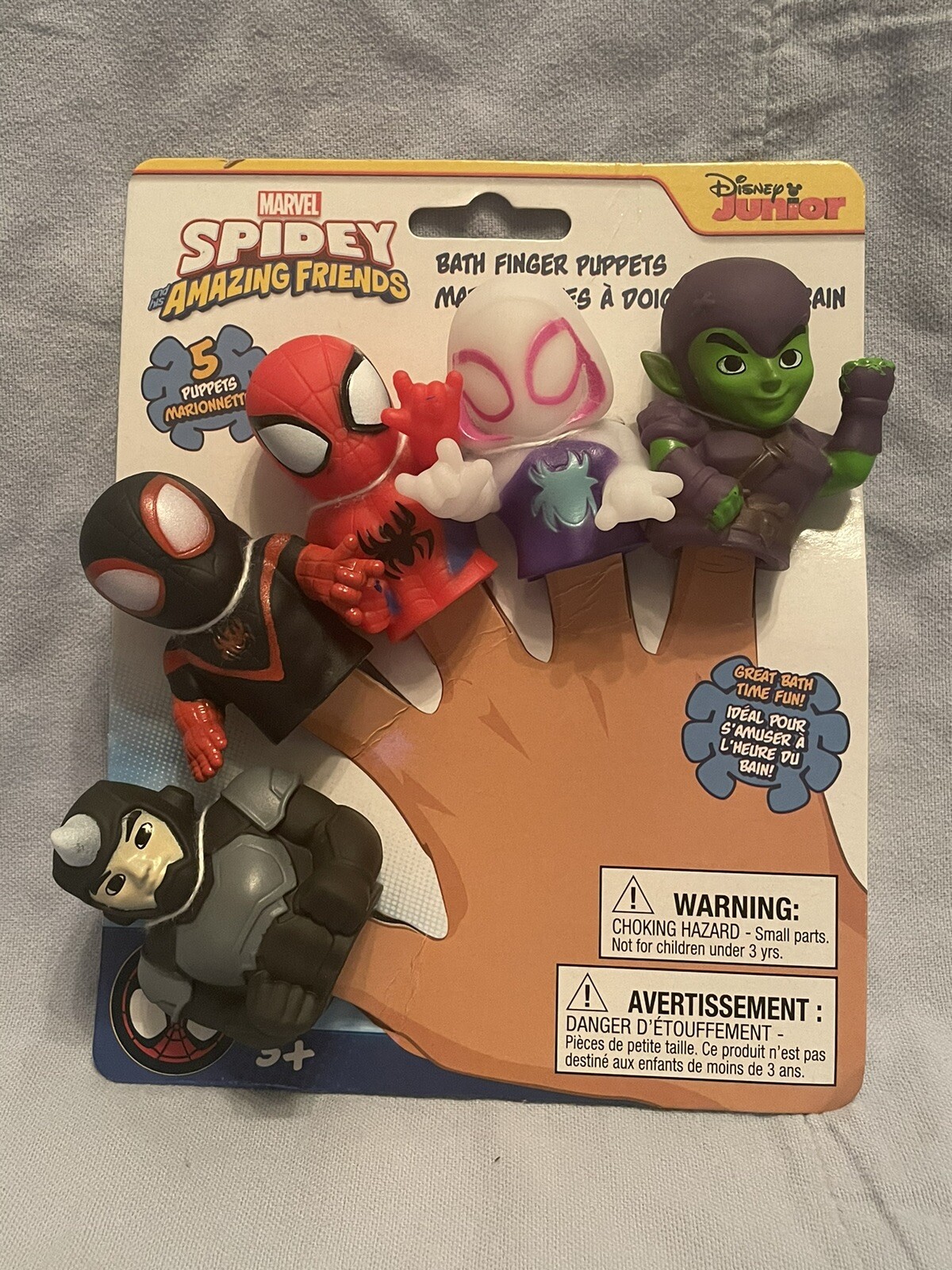 NEW Disney Junior Marvel "Spidey & Amazing Friends" Vinyl Finger Bath ...