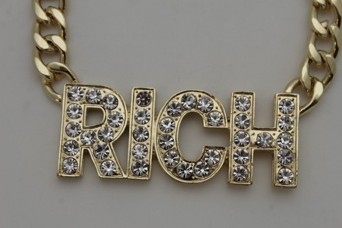 Women Gold Metal Fashion Necklace Chunky Chain Link Jewelry RICH Bling ...