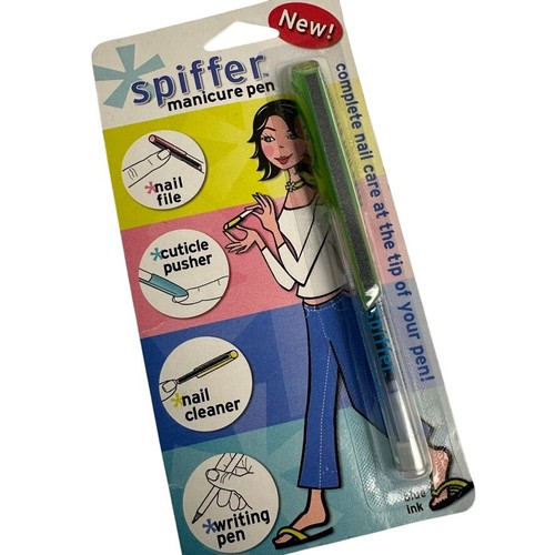Spiffer Manicure Pen Nail File Cuticle Pusher Cleaner Writing Blue Ink ...