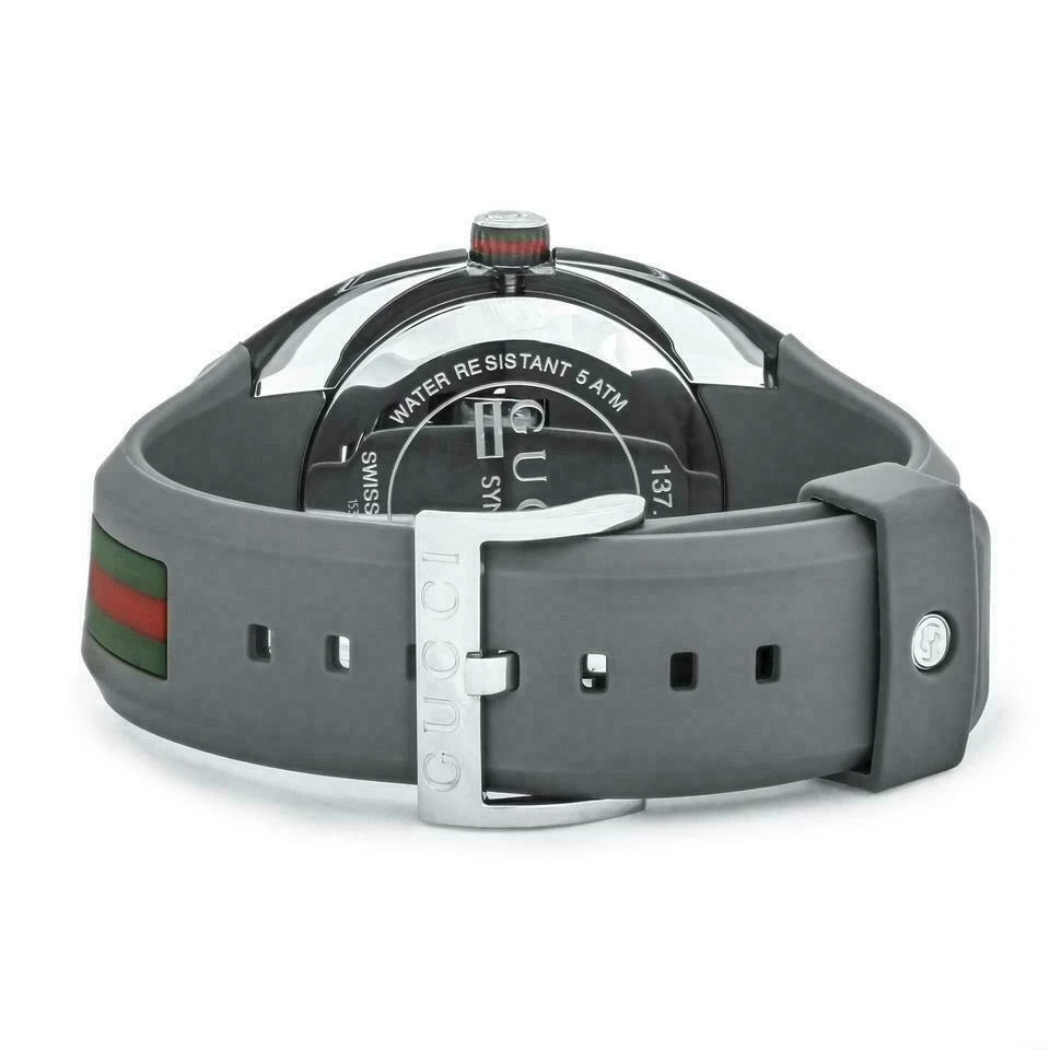 New Gucci Sync XXL 46mm YA137109 Gray Rubber Band Gray Dial Unisex ...