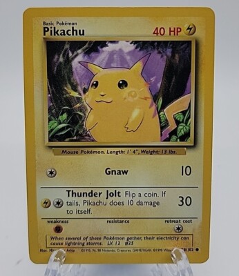 Pikachu Yellow Cheeks Pokemon Card 58/102 99 WOTC Base POKEMON PIKACHU ...