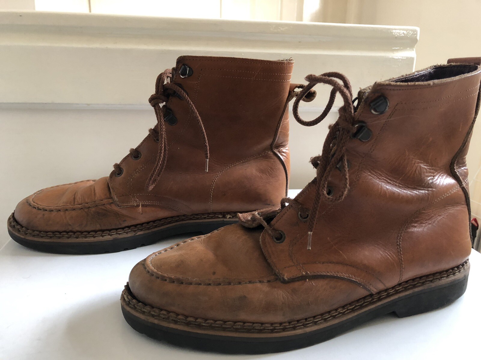 Vintage Buck Light Brown Leather Boots UK Size 9.5 | eBay UK