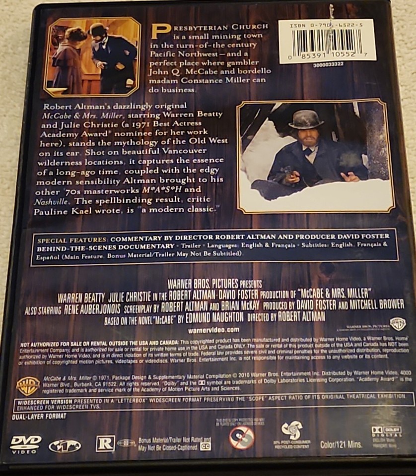 McCabe & Mrs. Miller DVD Warren Beatty , Julie Christie & Rene ...