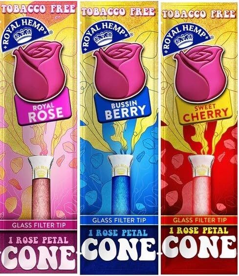 BLUNTS N ROSES Variety Pack Pre Rolled Rose Petal Cones + Glass Tip (3 ...