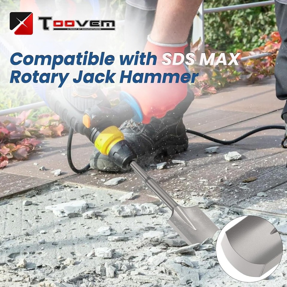 Toovem SDS MAX Clay Spade Scoop Square Flat Shovel Chisel Bit for Drill ...