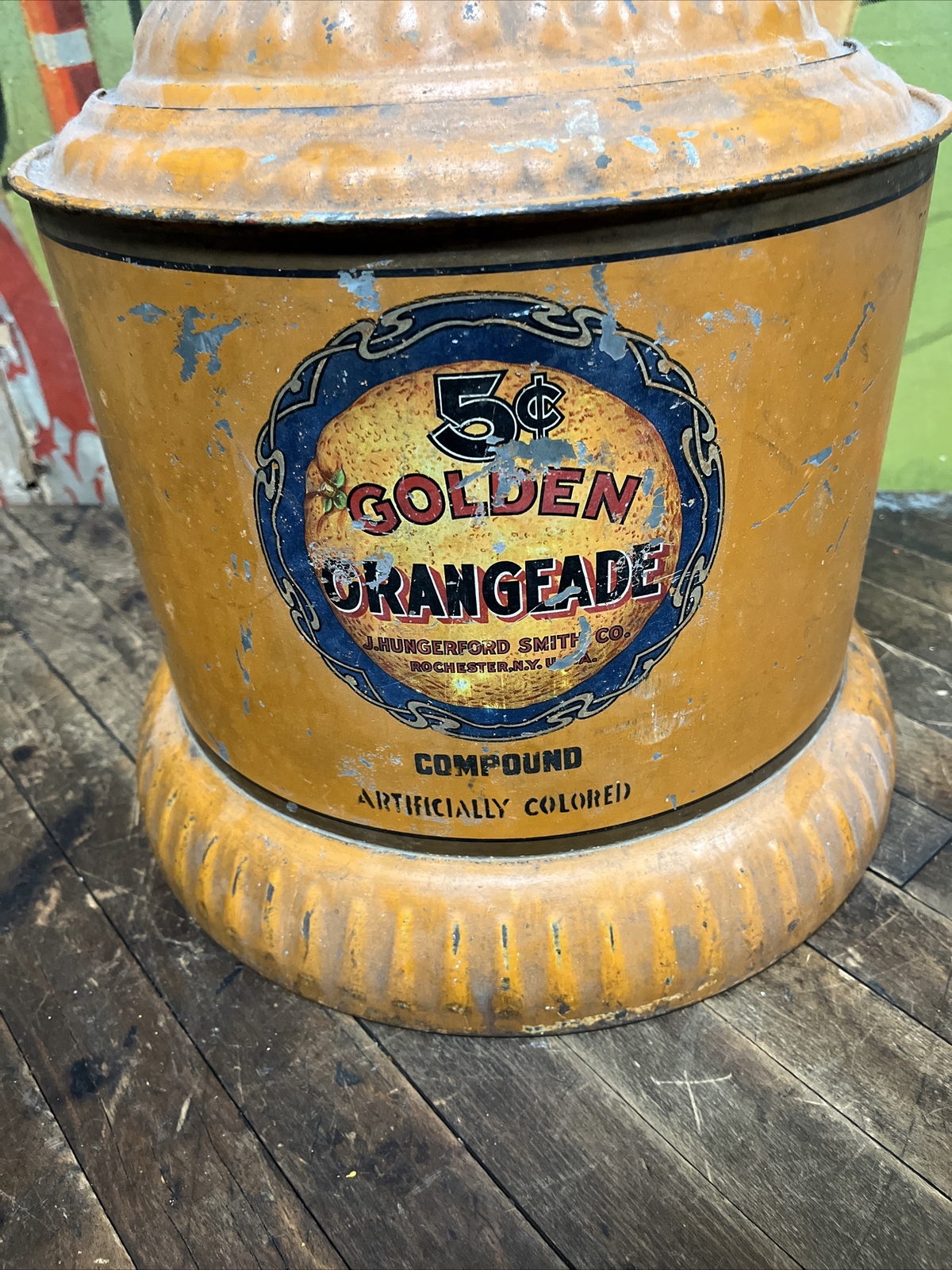 VINTAGE C. 1902 GOLDEN ORANGEADE SODA DISPENSER SIGN COKE 7UP PEPSI ...