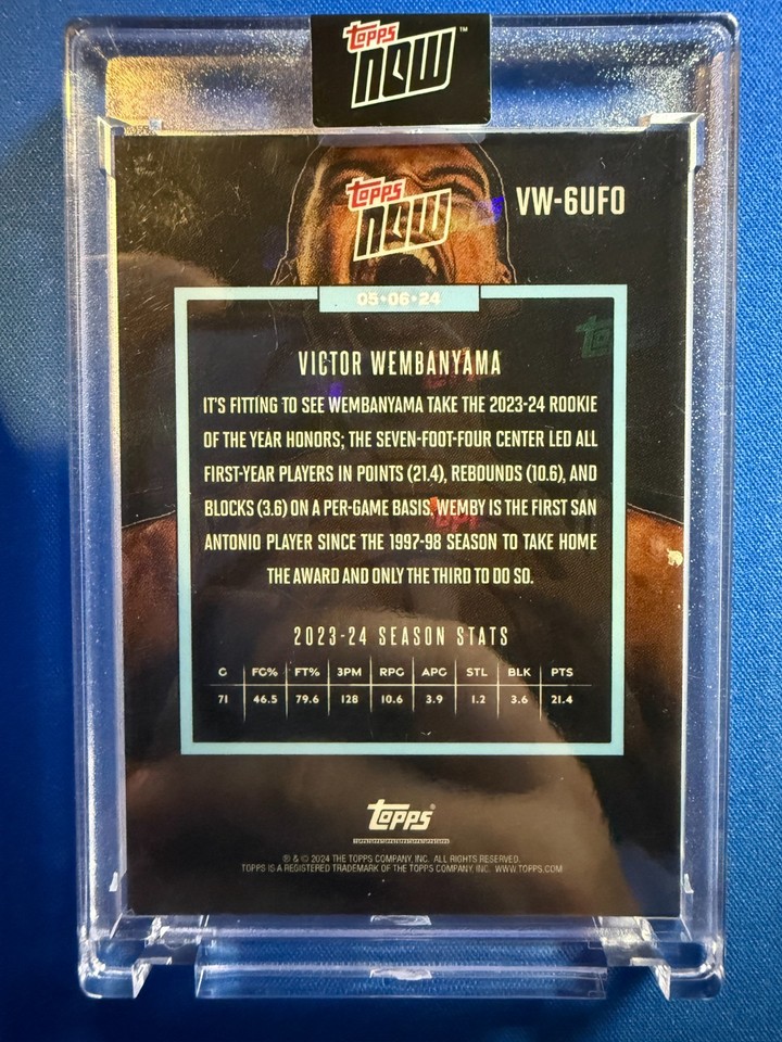 TOPPS NOW Victor Wembanyama Alien Sealed RC Glow in the Dark #VW-6UFO ...