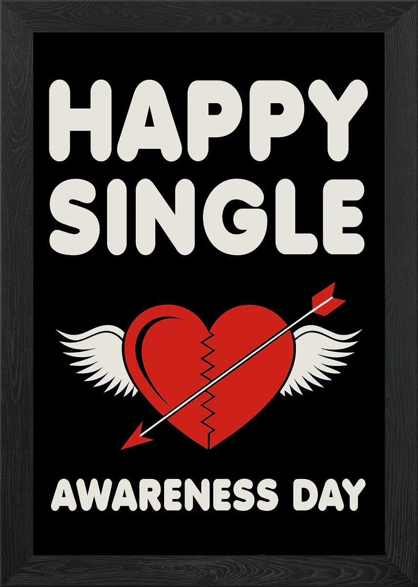 Happy Single Awareness Day Framed Wall Art Poster Canvas Print Picture ...