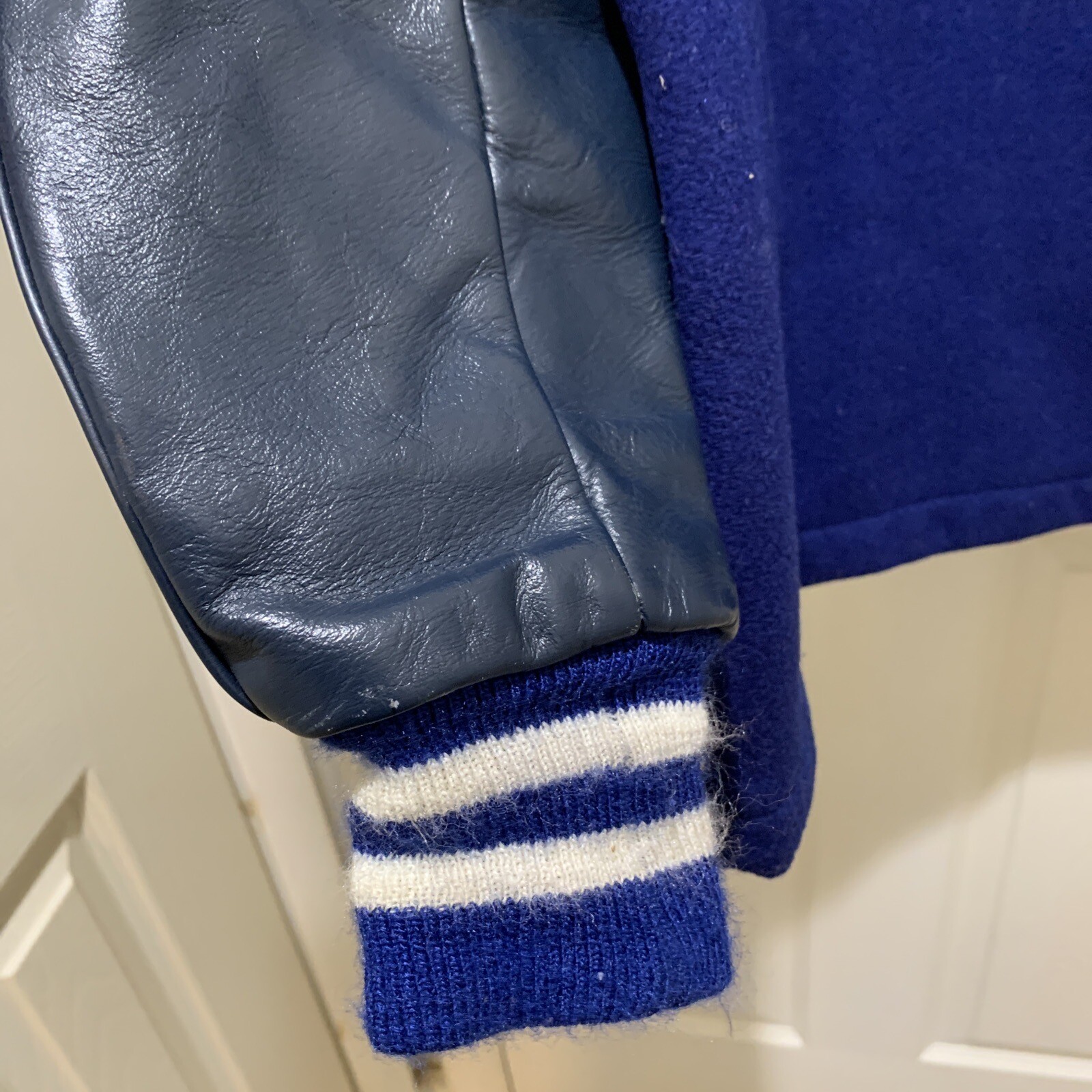 Vintage DeLong Varsity Letterman Jacket 70s Wool Navy… - Gem