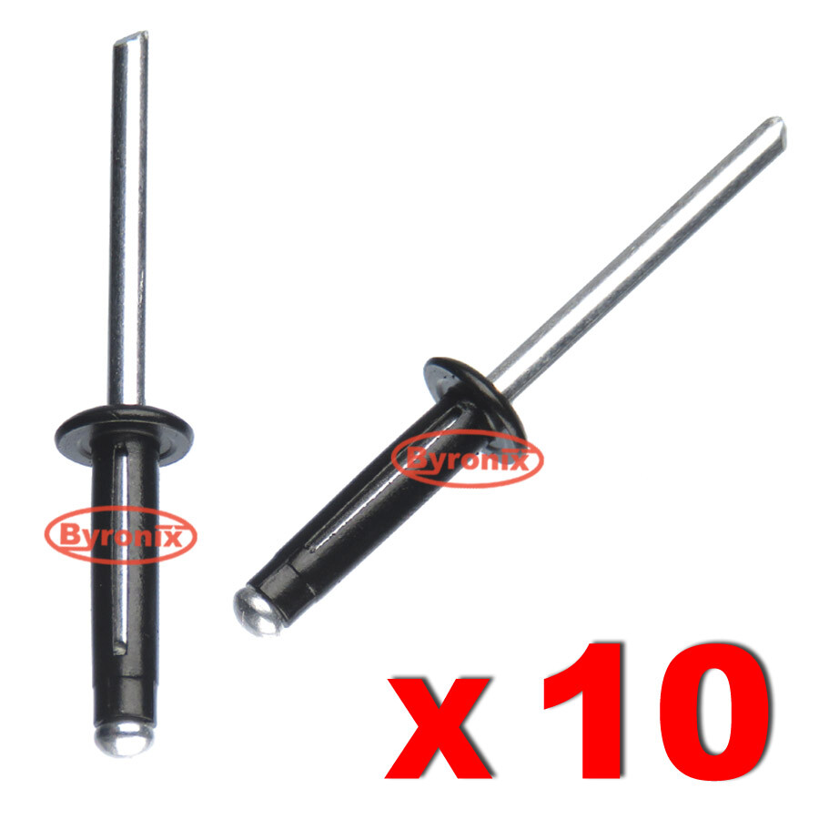 10 X POP RIVETS FOR VOLVO METAL ALUMINIUM BLACK SPLIT TYPE 4.8mm X 20mm ...