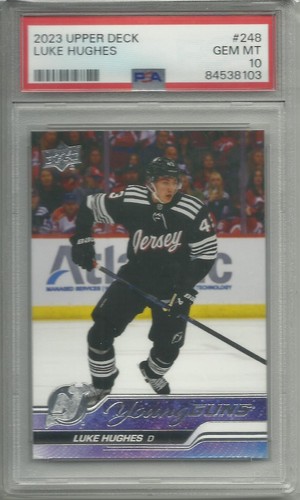 2023-24 UPPER DECK LUKE HUGHES RC ROOKIE YG YOUNG GUNS CARD #248 GRADED ...