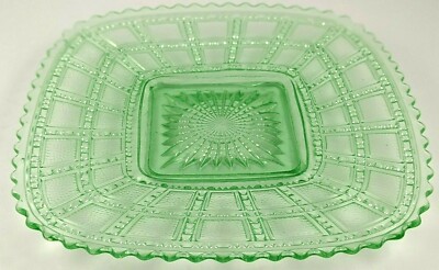 Imperial Depression Glass Beaded Block Square Plate USA | eBay
