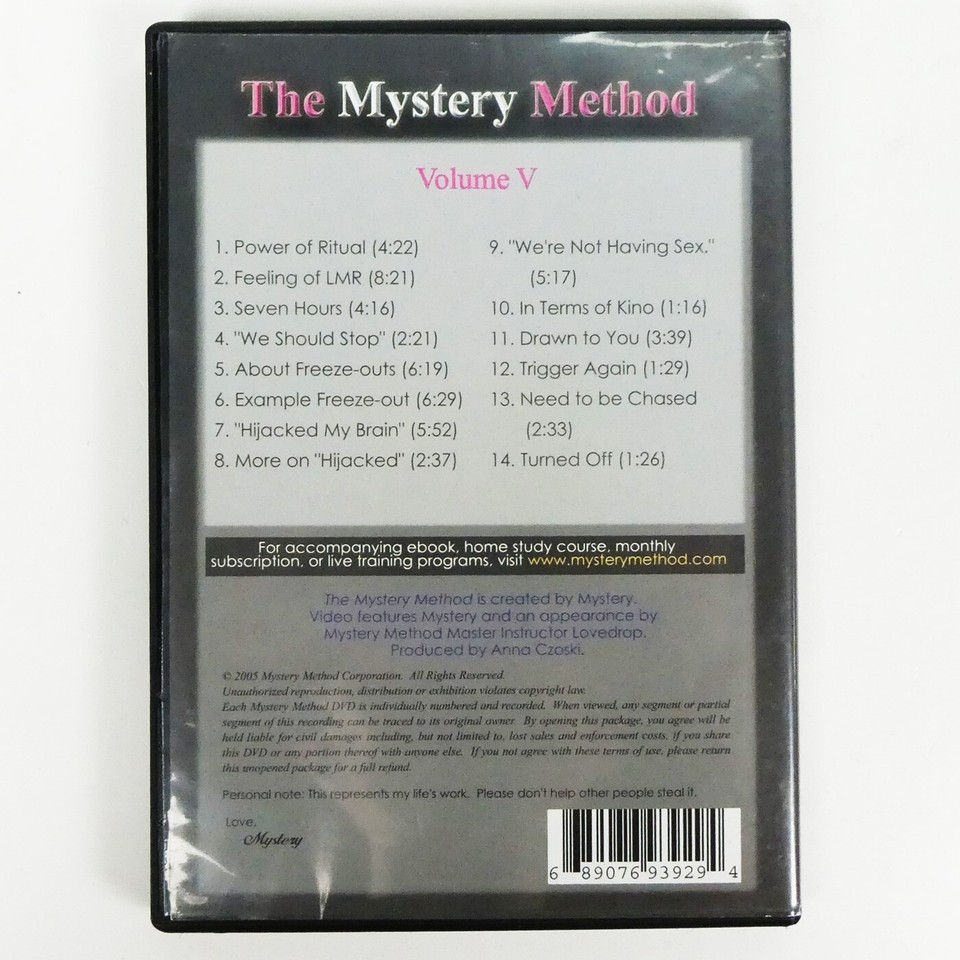 THE MYSTERY METHOD VIDEO ARCHIVES 5 DVDs Pick-Up Artist Seduction how ...