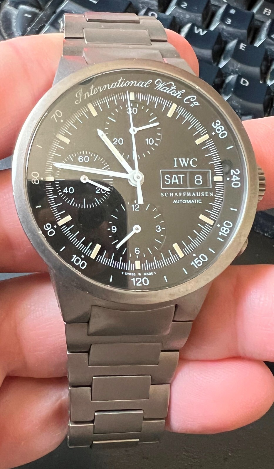 IWC Titanium Chronograph 3707-03 Day Date 39.7MM | eBay