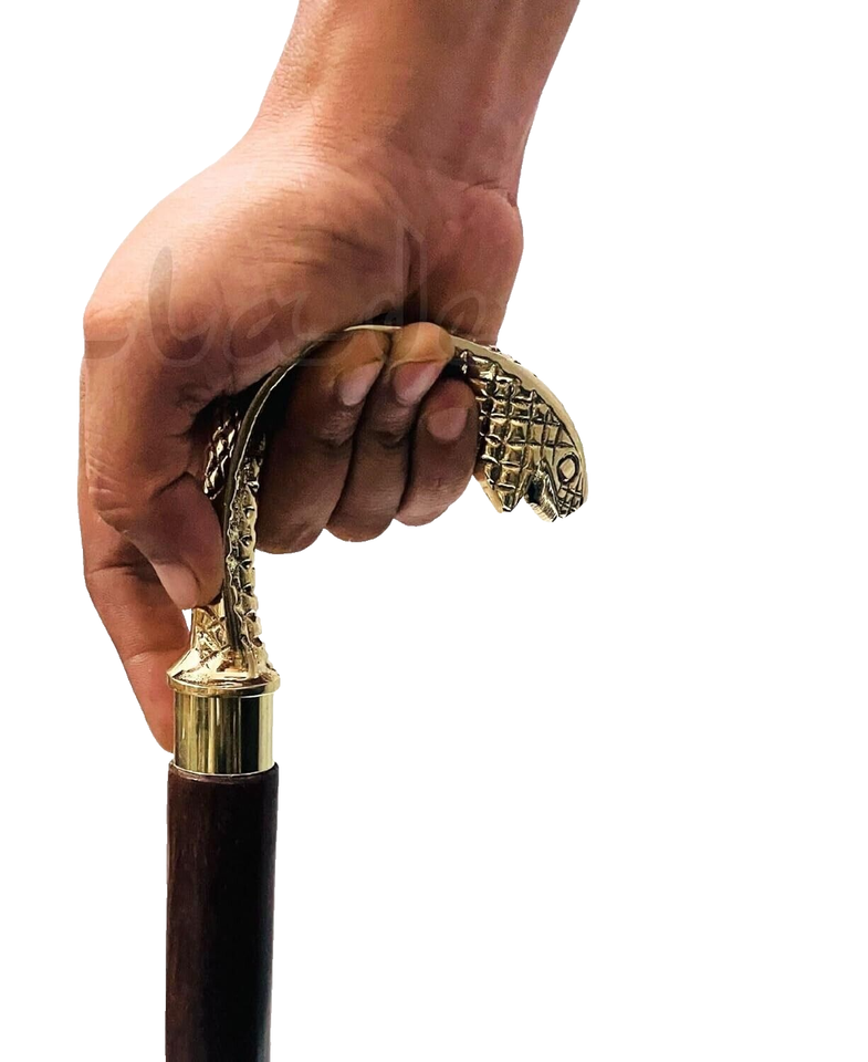 Snake Handle Canes Solid Handmade Walking Stick for men, women Casual ...