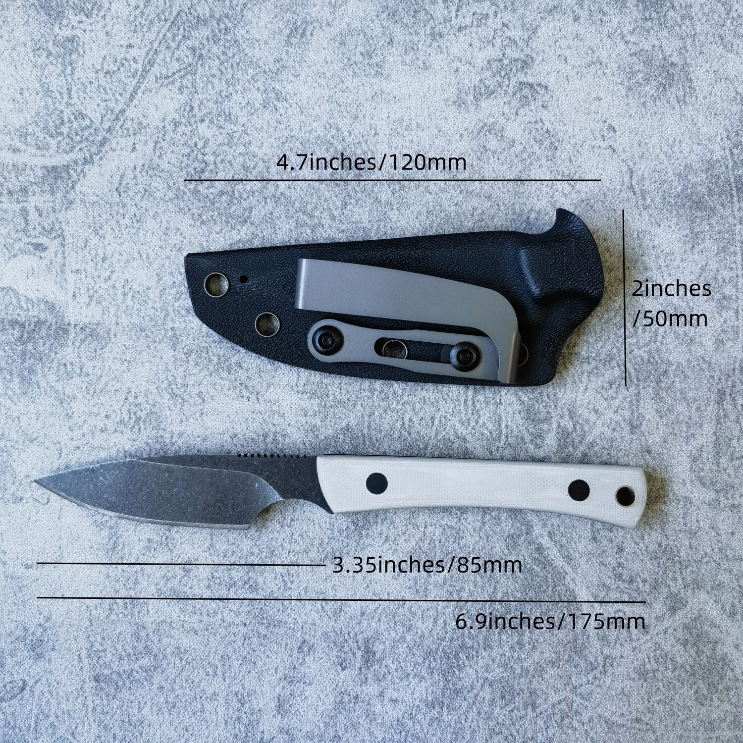 Small Fixed Blade Knife Outdoor Fishing Kydex Sheath EDC Hunting Neck ...