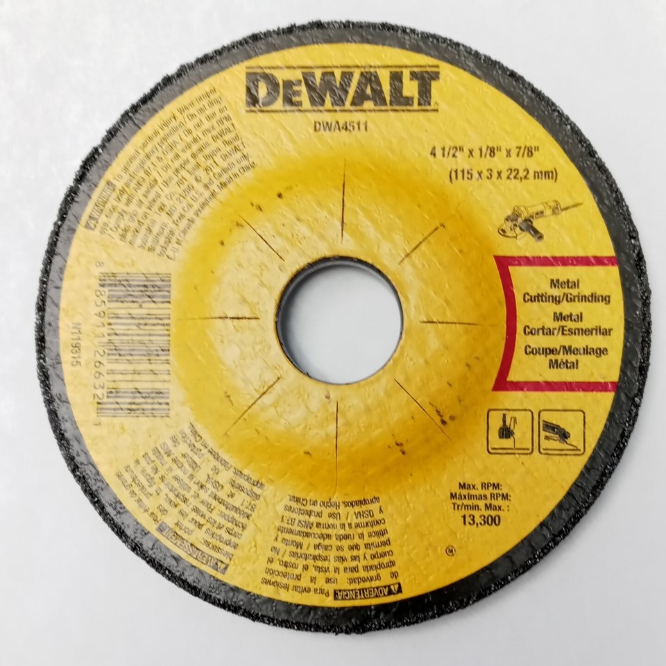 Dewalt DWA4511 4-1/2" x 1/8" x 7/8 Metal Cutting & Grinding Wheels ...