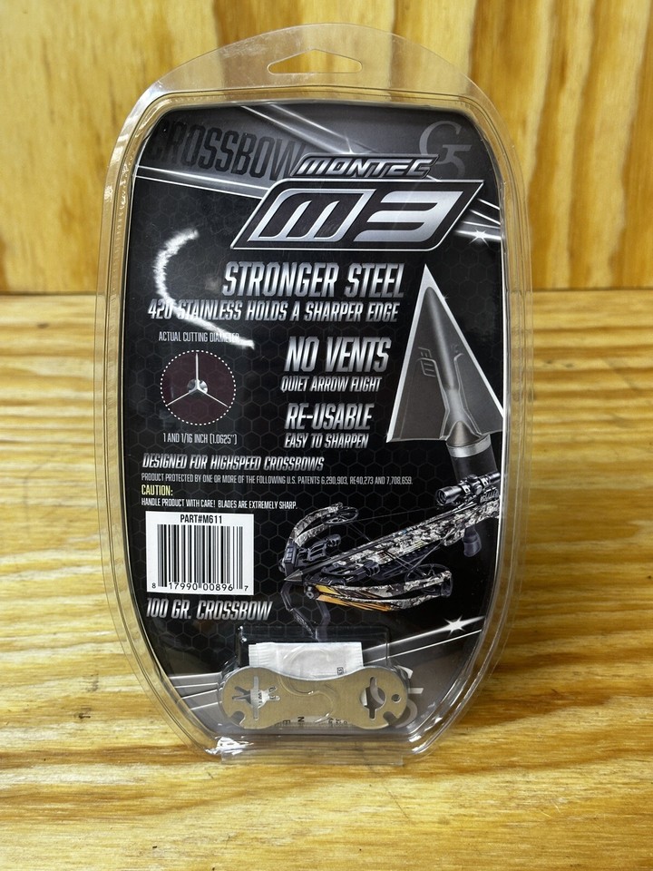 G5 Montec M3 100/125 Grain Fixed 3 Blade Broadhead/Crossbow Broadhead ...
