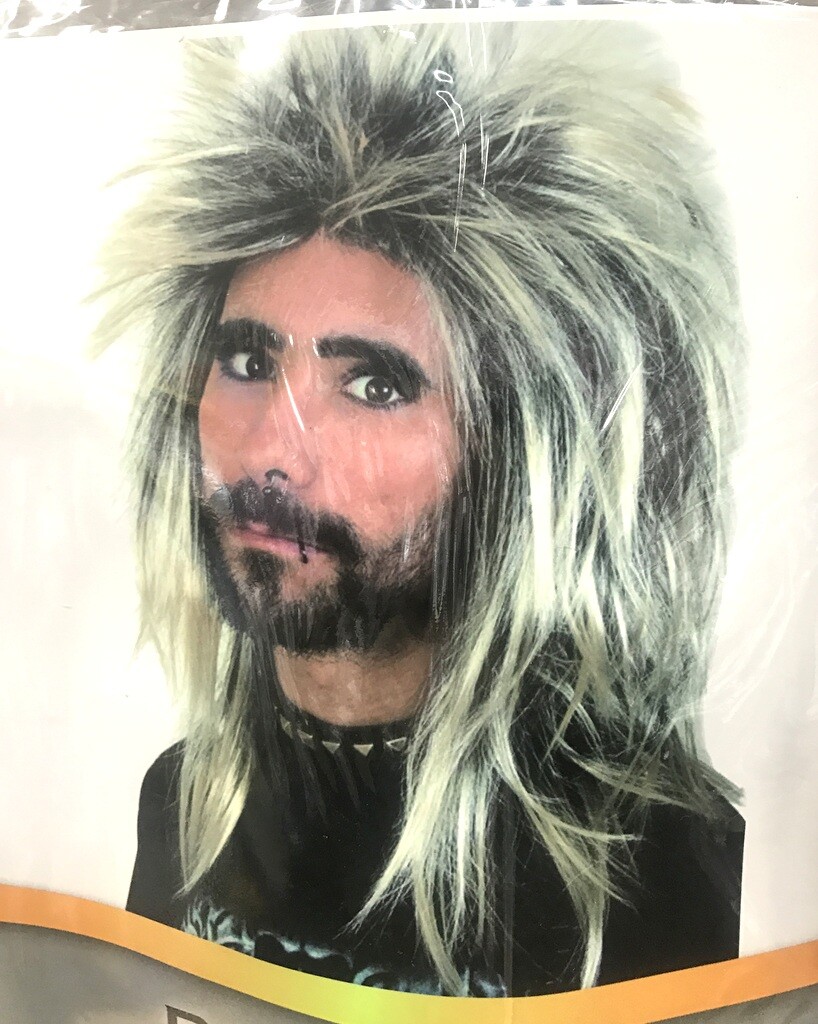 Men's Spikey Long Blond Wig Punk Rock 80s Bogan Mullet Wig Party ...