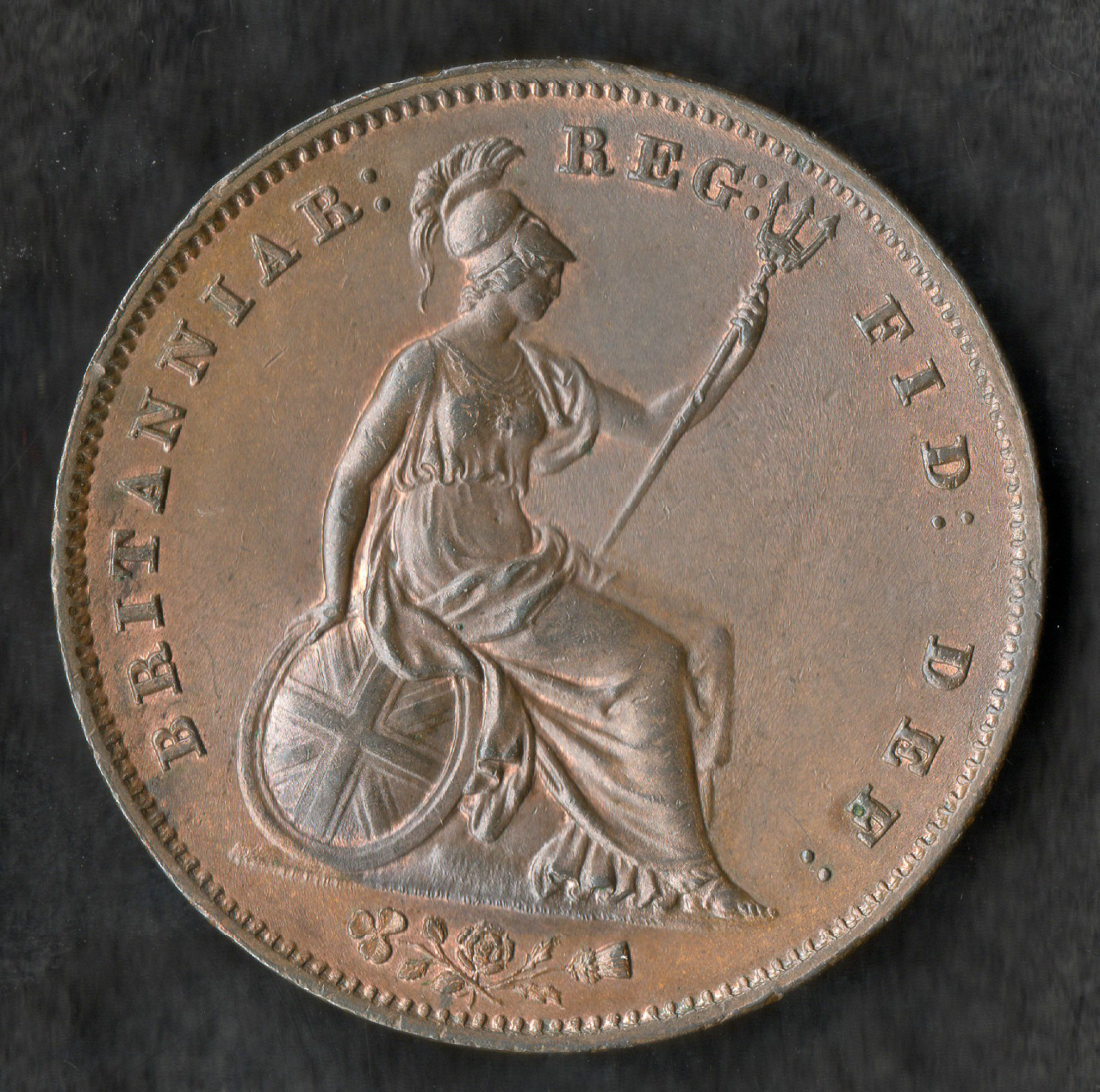 1854 Queen Victoria Large Copper Penny Ornamental Trident near UNC ...