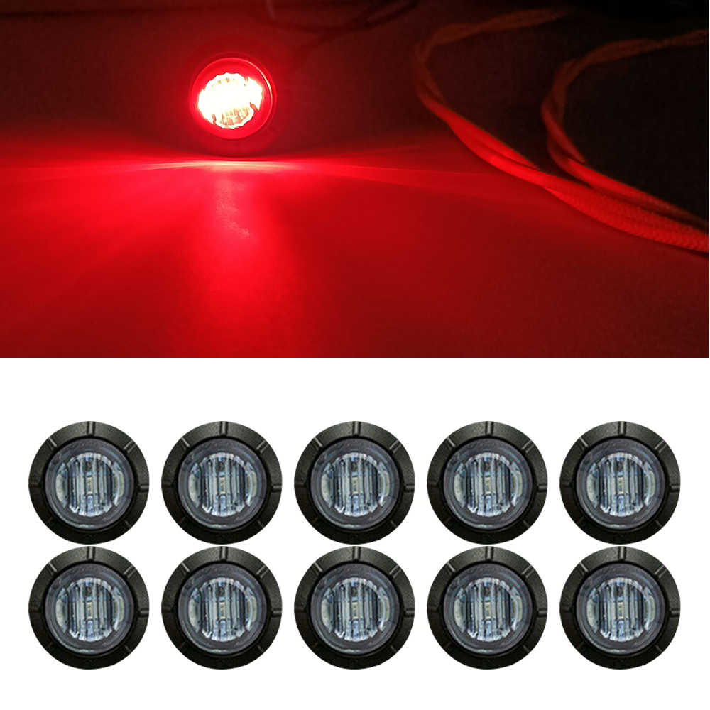 10X Red LED Smoked Side Marker lights Round Truck Trailer 3/4" Bullet ...