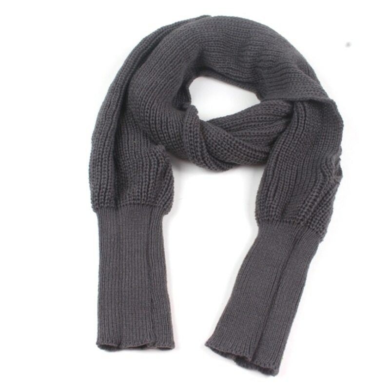 European Style Winter Women Long Scarf with Sleeves Wool Knitted ...