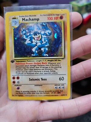 1st Edition Machamp 8/102 Base Set Holo Rare Vintage 1999 Pokemon Card ...