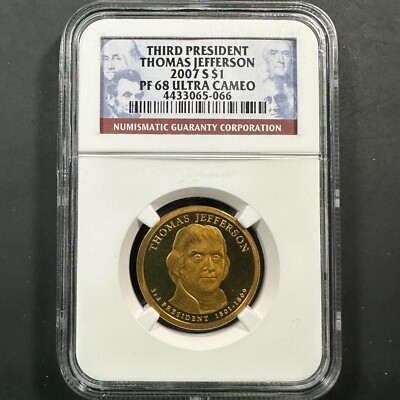 2007-S $1 Thomas Jefferson Presidential Dollar, PROOF, NGC PF68 UCAM ...