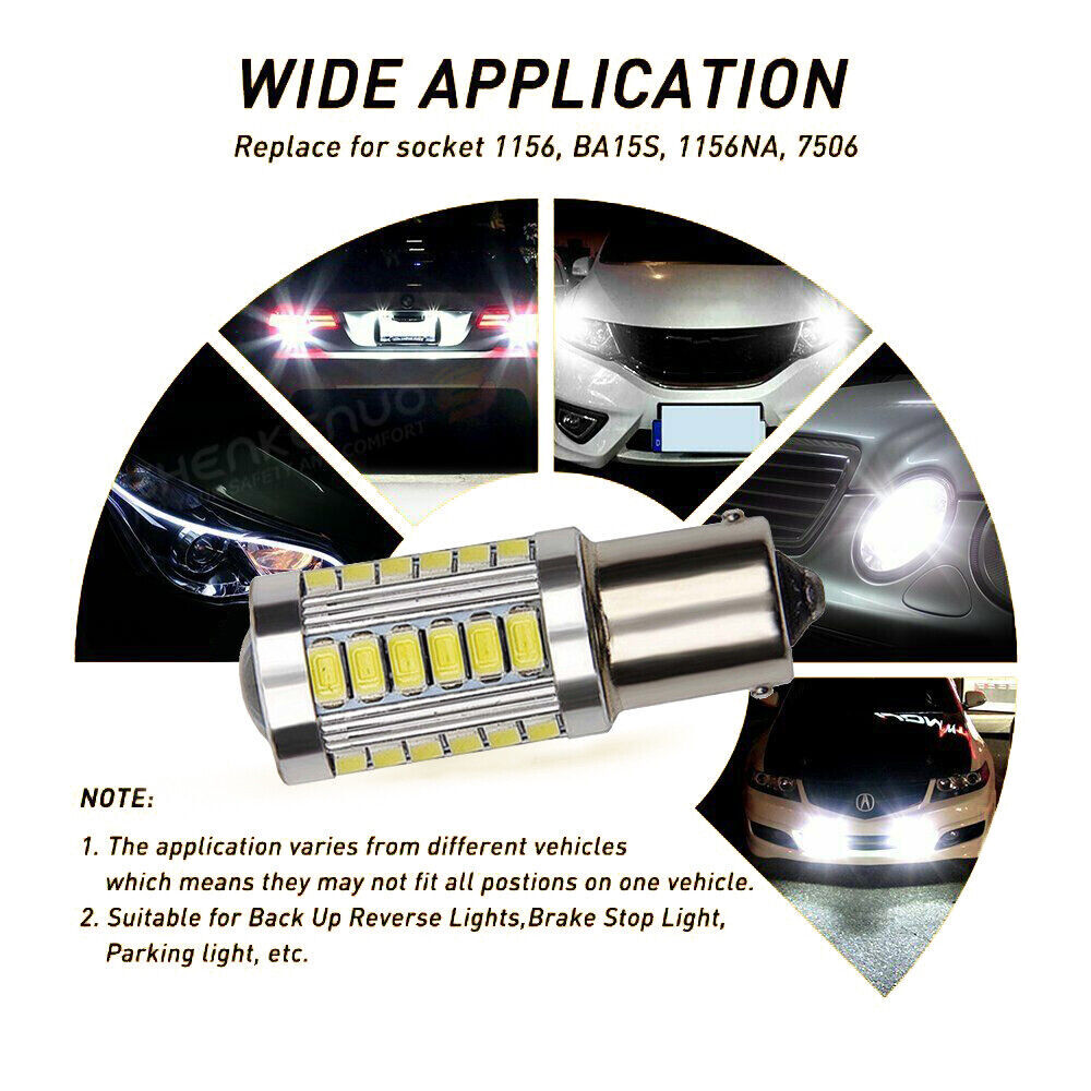 2x 1156 BA15S 382 LED Reverse Brake Light Bulbs P21W White Canbus Error ...