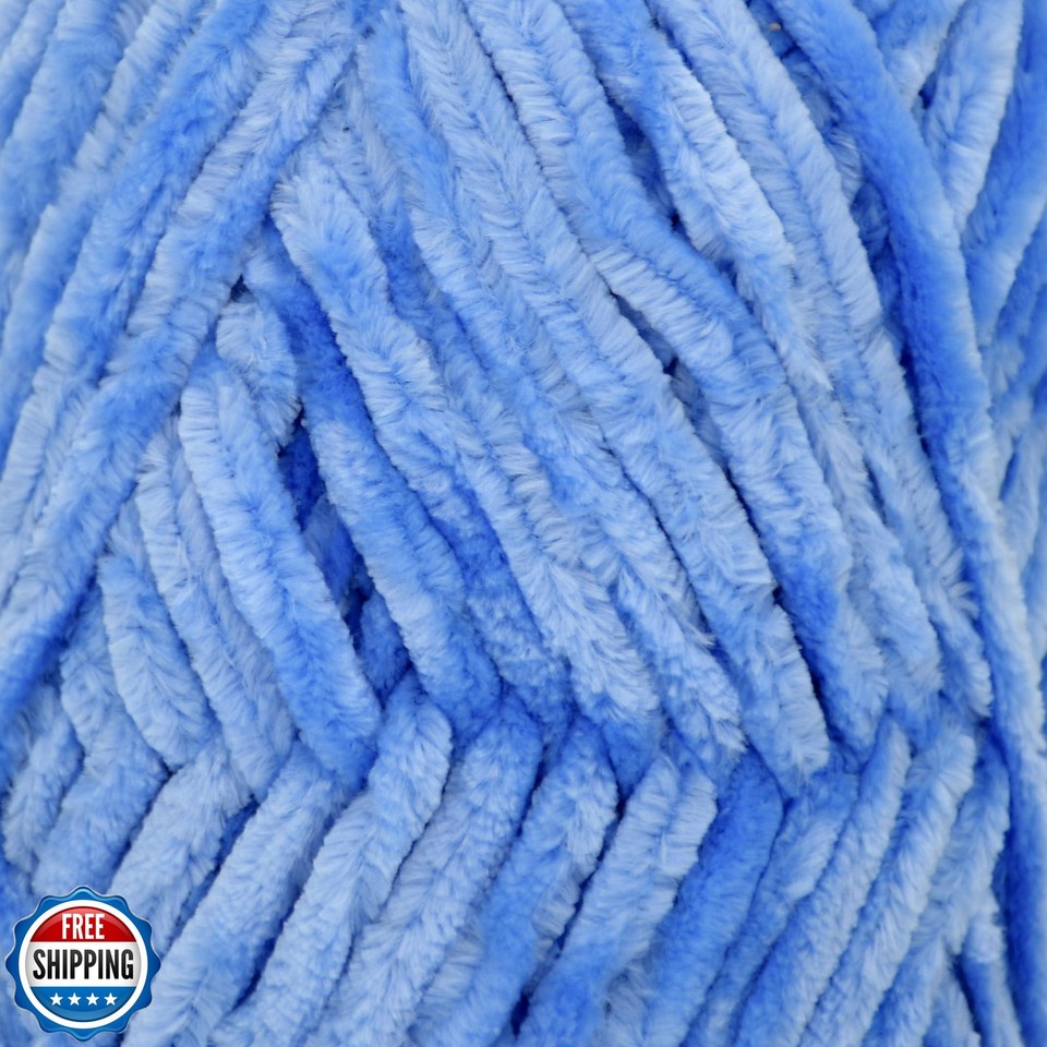 3 Pack Velvet Chenille Yarn for Crocheting,Sky Blue Fluffy Velvet | eBay