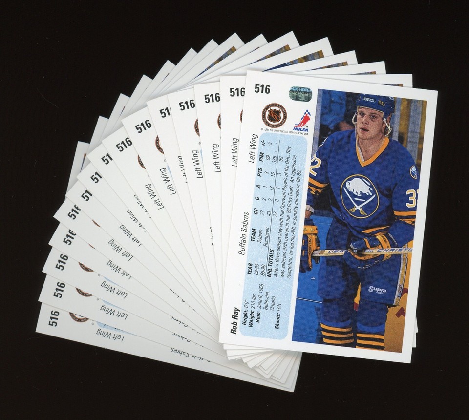 Lot of 15: 1990 Upper Deck ROB RAY Hockey Rookie Cards #516 ~ NM-MT+ ...