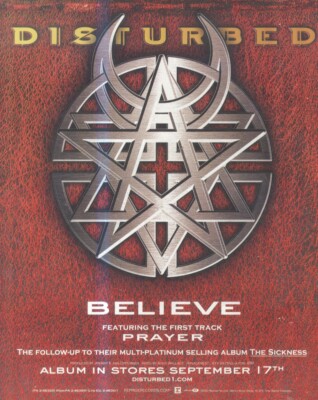 HFBK76 PICTURE/ADVERT 13x11 DISTURBED : BELIEVE ALBUM | eBay UK