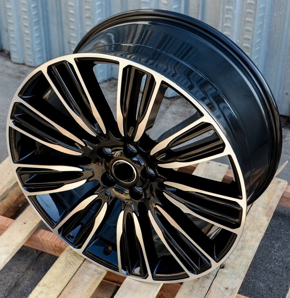 22x9.5 Wheels Fit Range Rover Evoque Velar 5x108 Black Machined 22 Rims ...