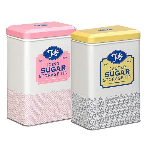 Kitchen Storage Canister Jars Tin Container Metal Caster/Icing Sugar ...