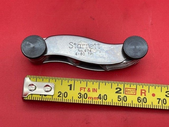 Starrett 474 Screw Pitch Gage, 4-80 TPI, 28 Leaves, with Locking Device ...