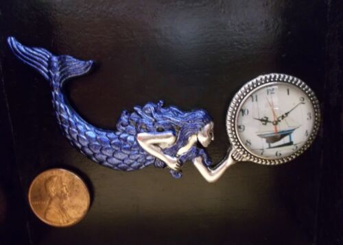 Dollhouse Miniature Mermaid Wall Clock Nautical 3D Navy Blue Lovely ...