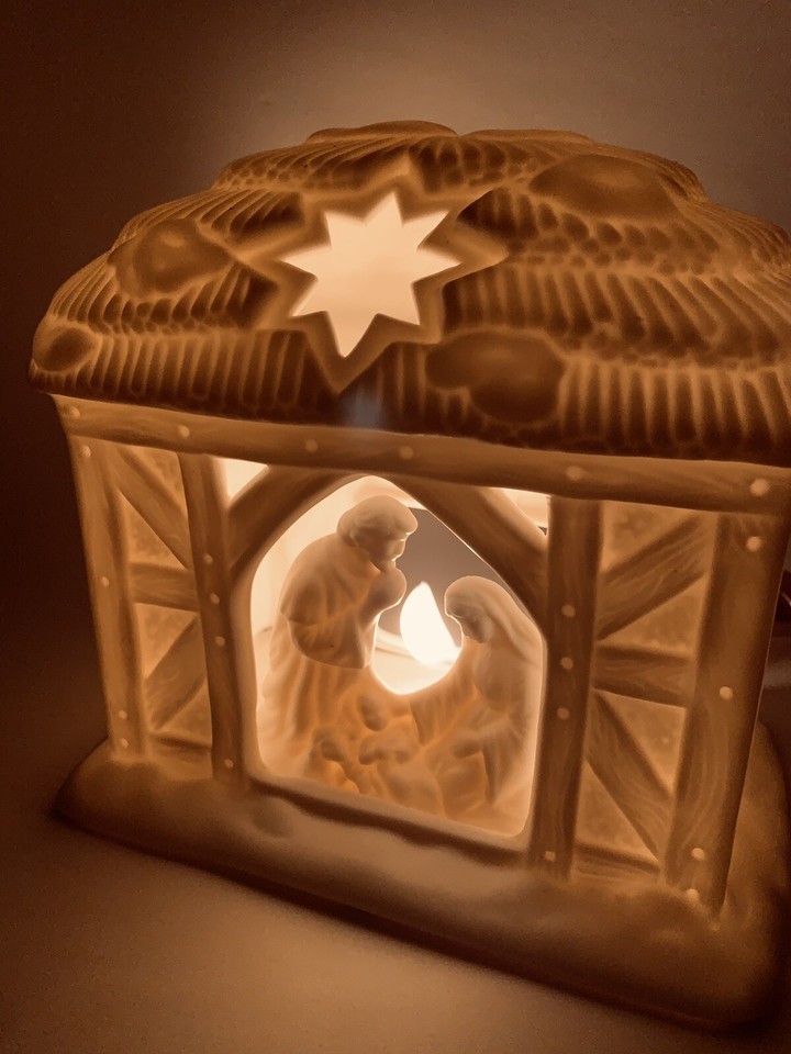 Partylite Silhouette Nativity Manger Scene Tea Light Holder Christmas ...