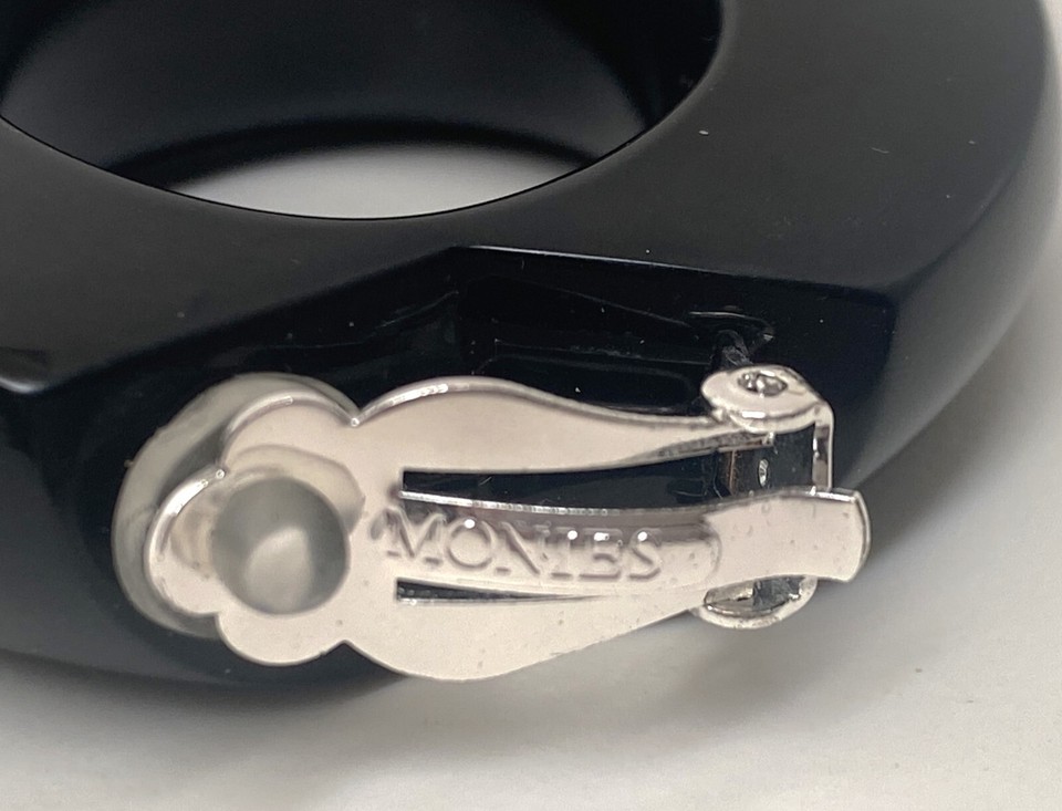 Danish Designer Gerda Lynggaard Monies Black Acrylic Flotting Earrings ...