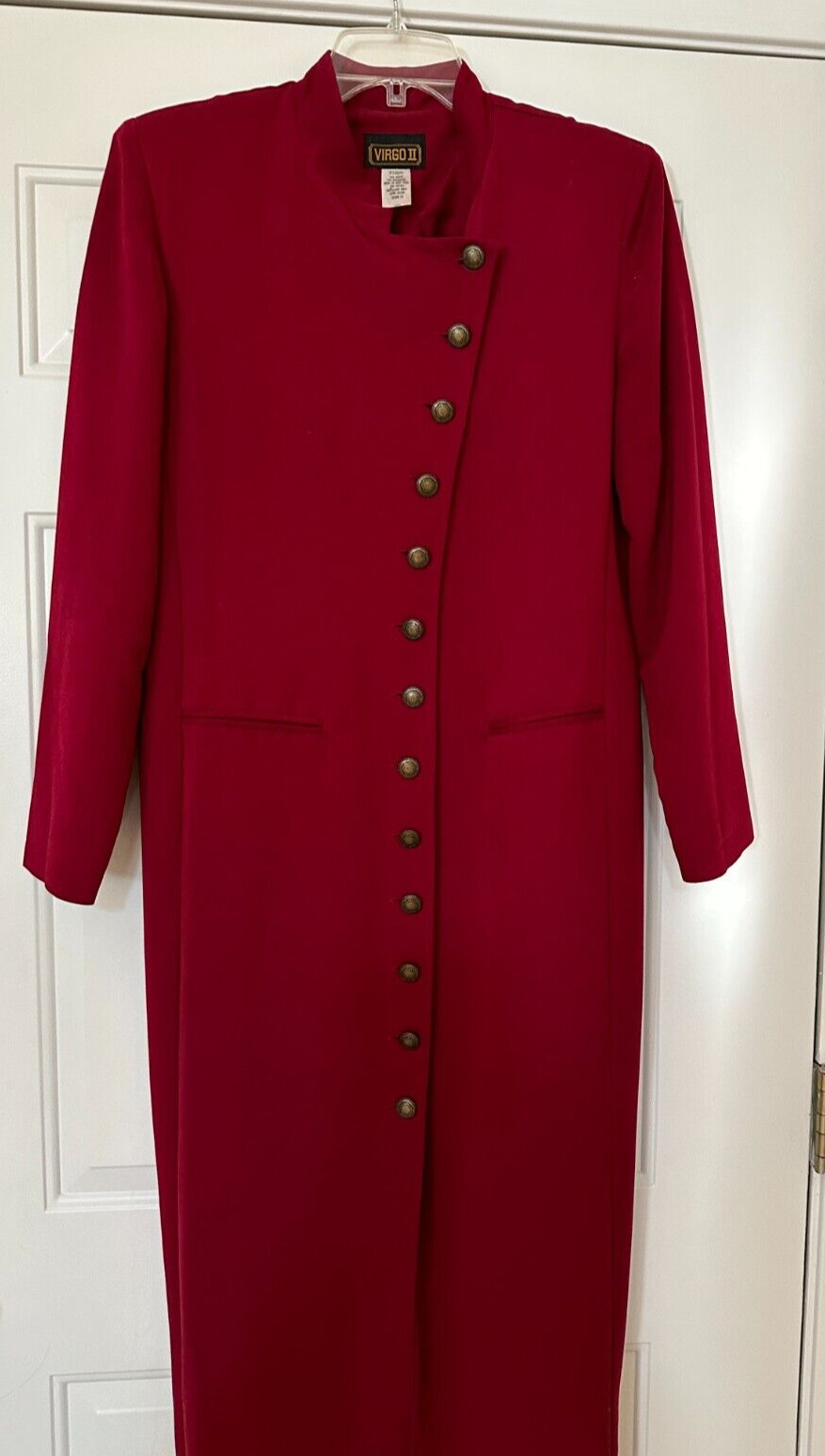 Military Style Vintage Longline Long Dress Red Color … - Gem
