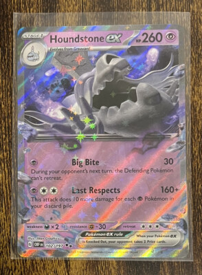 Houndstone EX 102/197 Obsidian Flames Double Rare Pokemon TCG Card NM ...