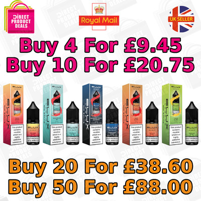 Elux Nic Salt 10ml E Liquid Vape Juice 50VG/50PG - Bar Salt Flavours ...