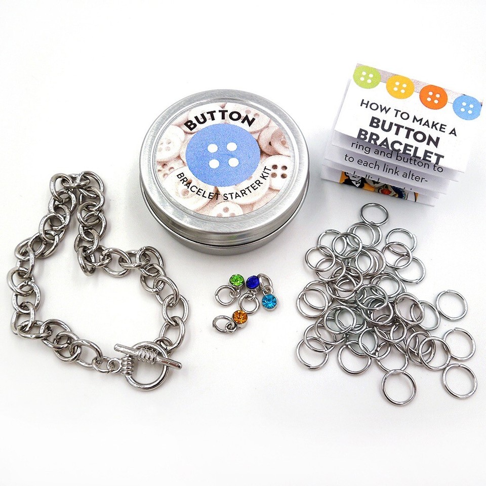 New BUTTON CHARM BRACELET STARTER KIT Bracelet Jump Rings ...