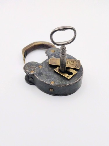 Antique Victorian Secure Patent Padlock and Key Marked with Crown & V C ...