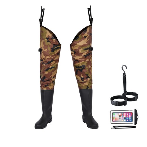 Ouzong Fishing Hip Waders Waterproof 2-Ply PVC/Nylon Cleated Green Size ...