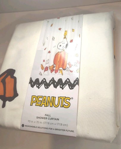 Peanuts Autumn Fall Halloween Shower Curtain Snoopy Pumkin Woodstock ...